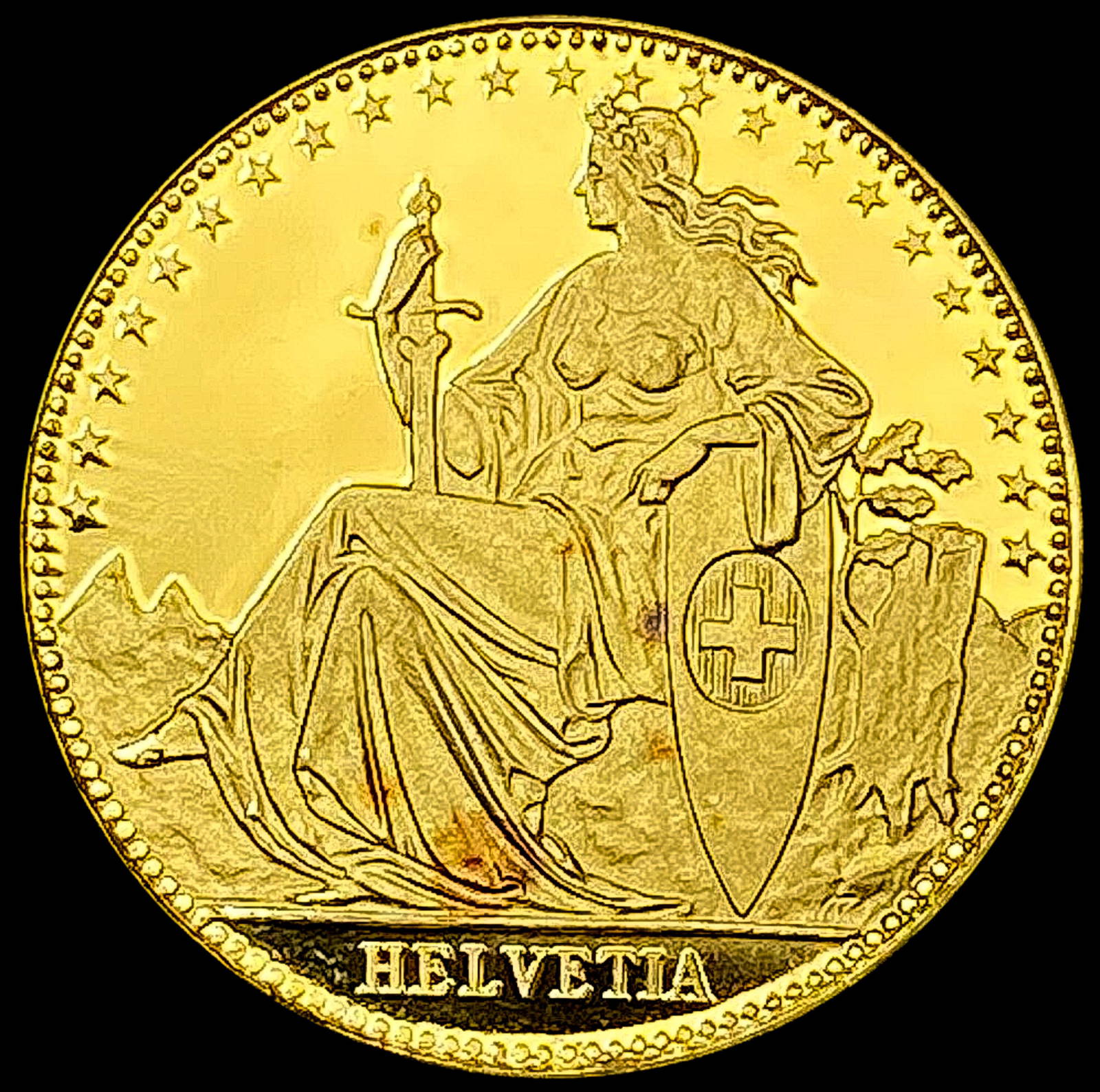 1987 Swiss 1/10oz Gold Helvetia Gem Proof Auction