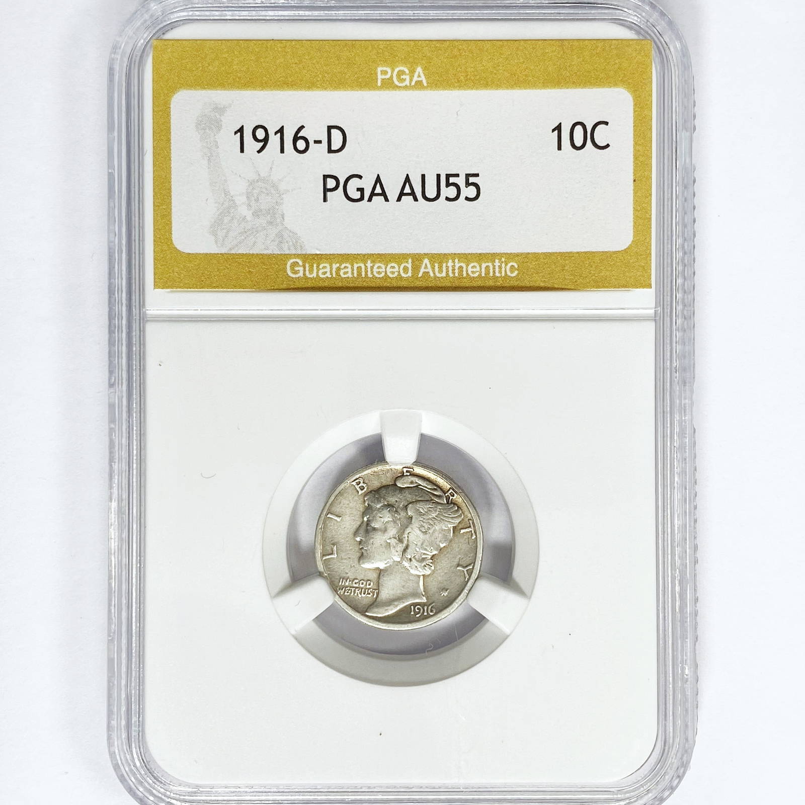 1916-d Mercury Silver Dime Pga Au55 Auction