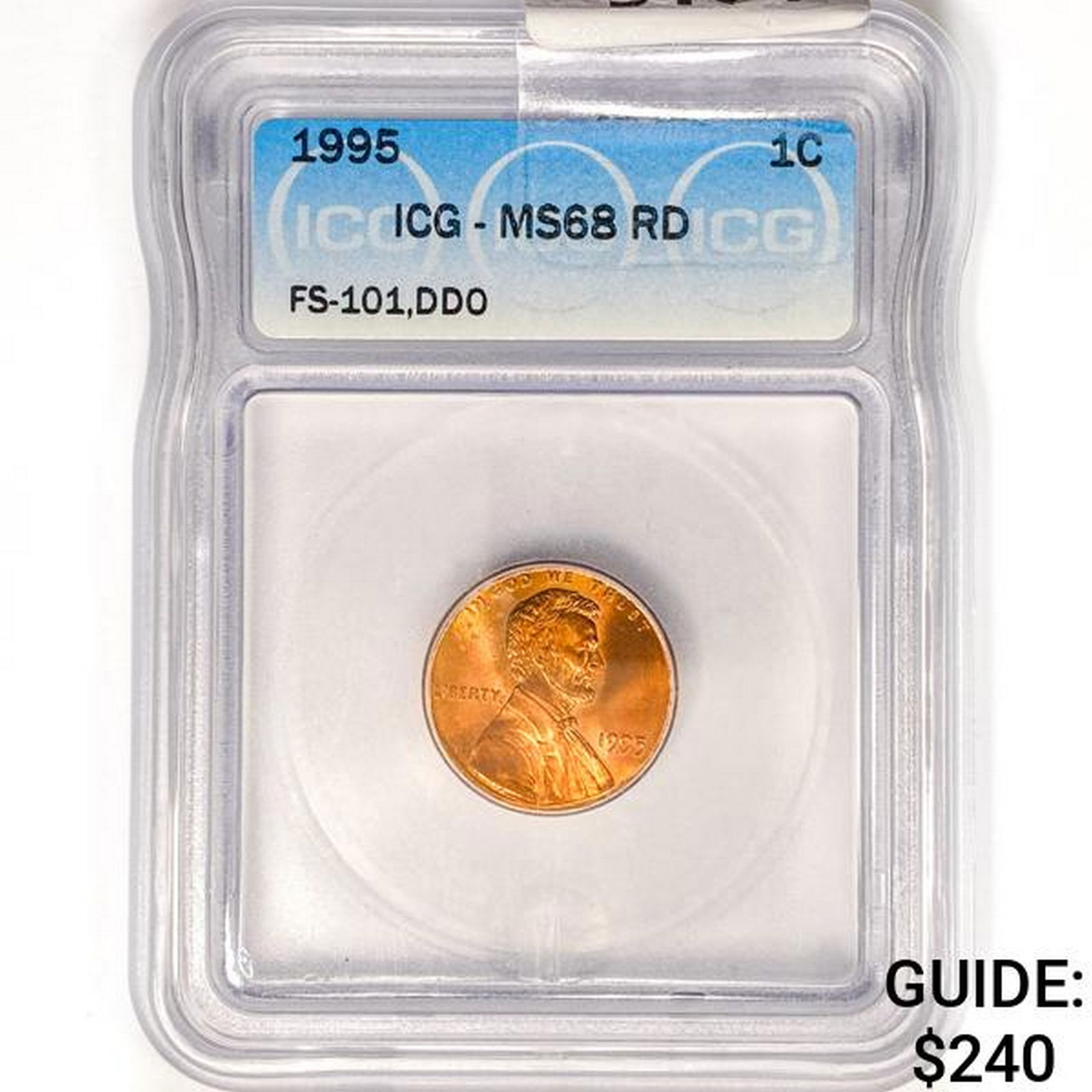 1995 Lincoln Memorial Cent Icg Ms68 Rd Fs-101, Ddo Auction
