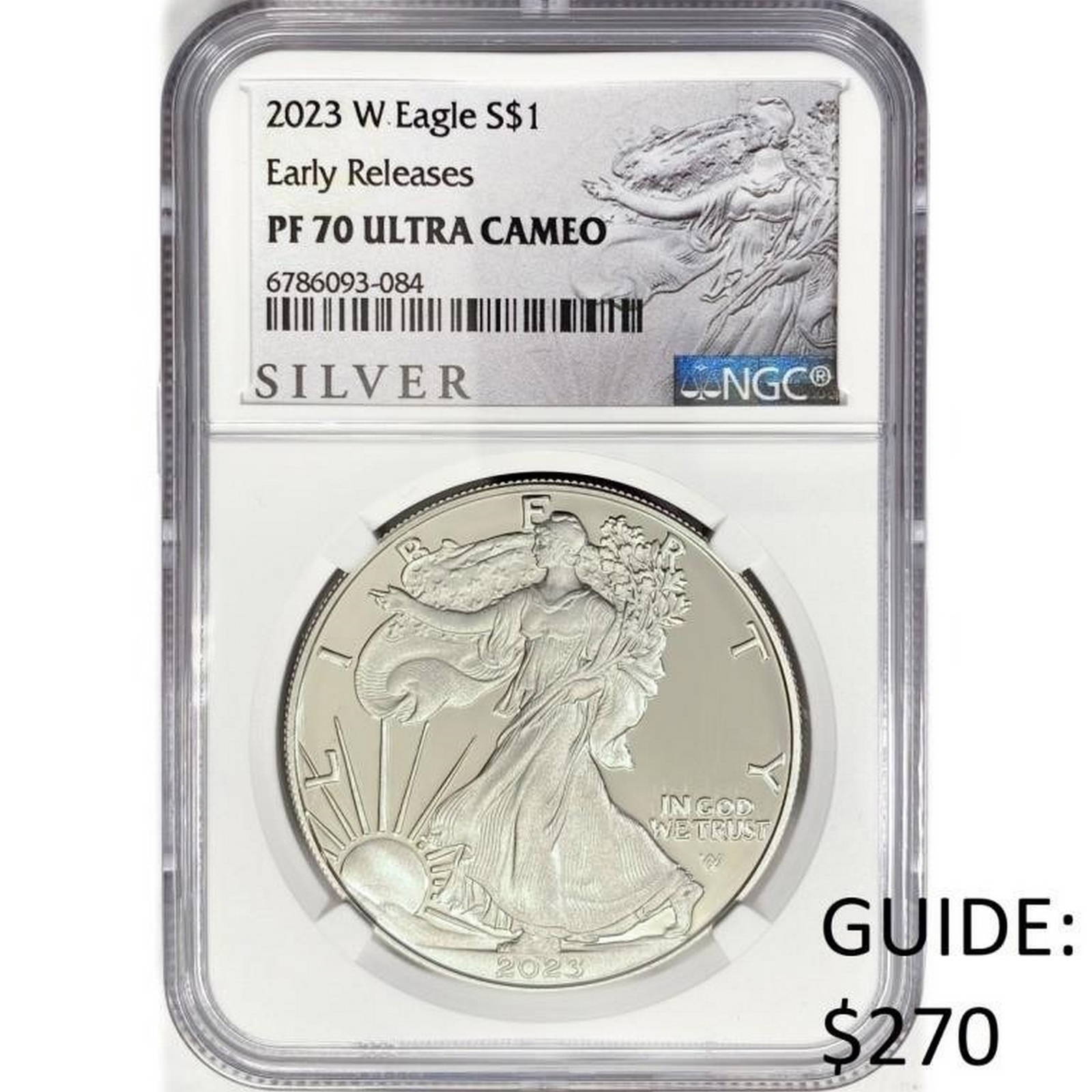2023-w White Silver Eagle Ngc Pr70 Ucam Sil. Label Auction