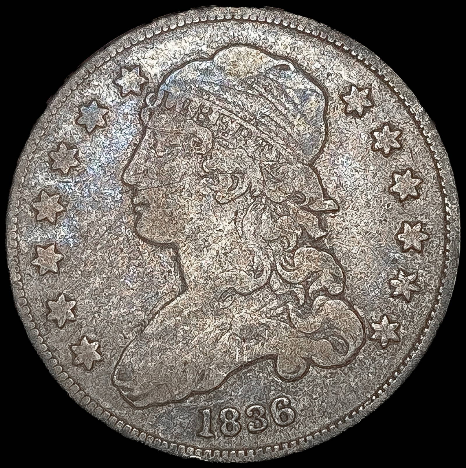 1836 Capped Bust Quarter Nicely Circulated Auction