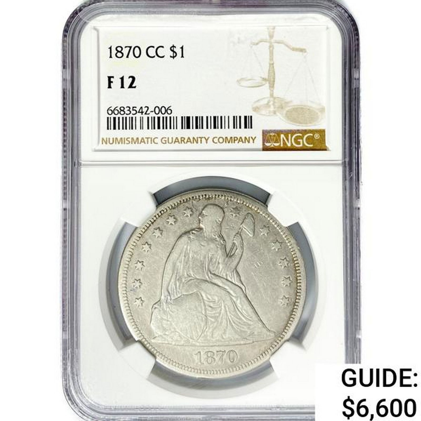 1870-cc Seated Liberty Dollar Ngc F12 Auction