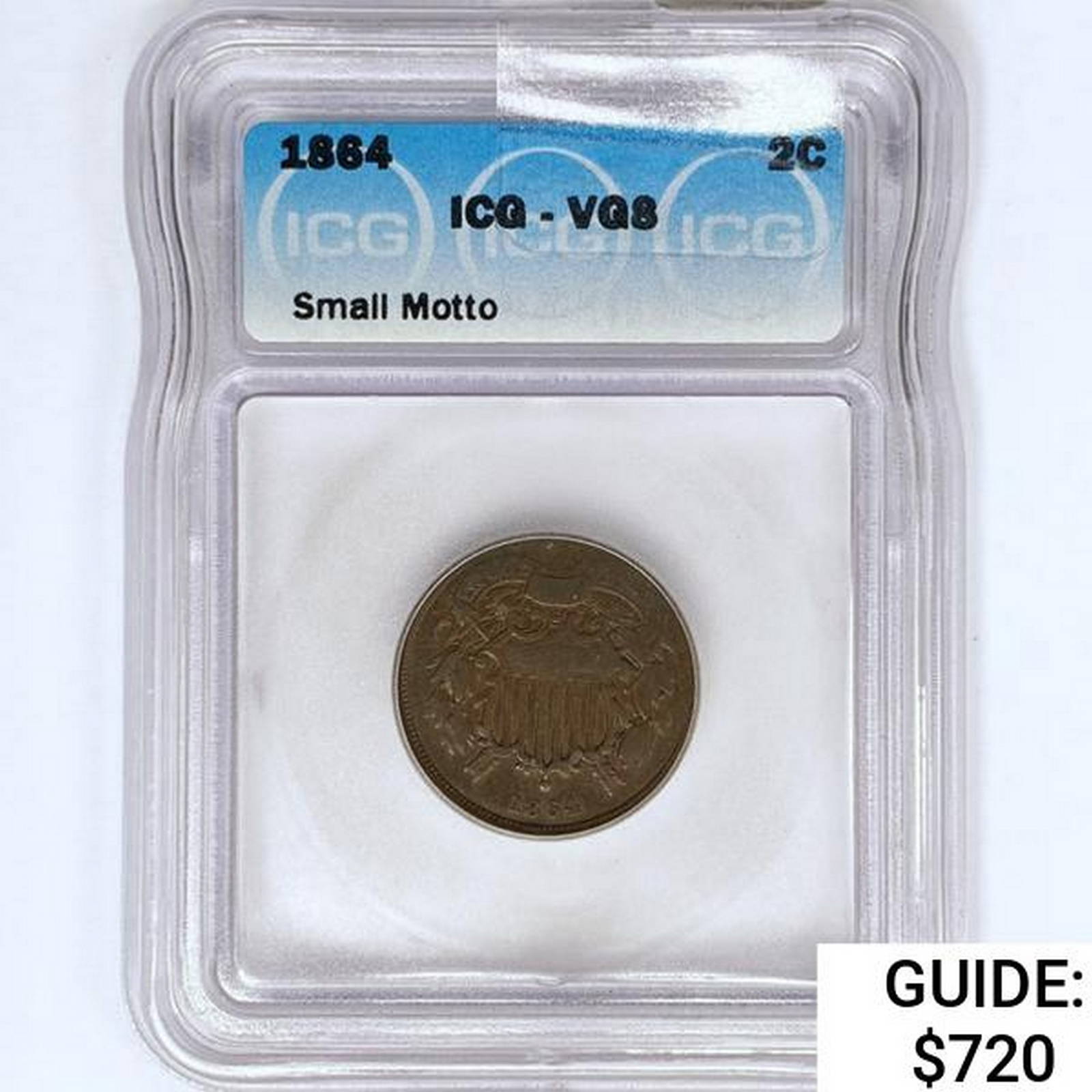 1864 Two Cent Piece Icg Vg8 Sm Motto Auction