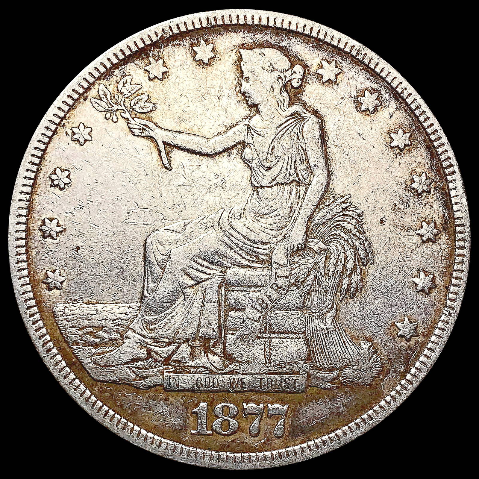 1877 Silver Trade Dollar Nearly Uncirculated Auction