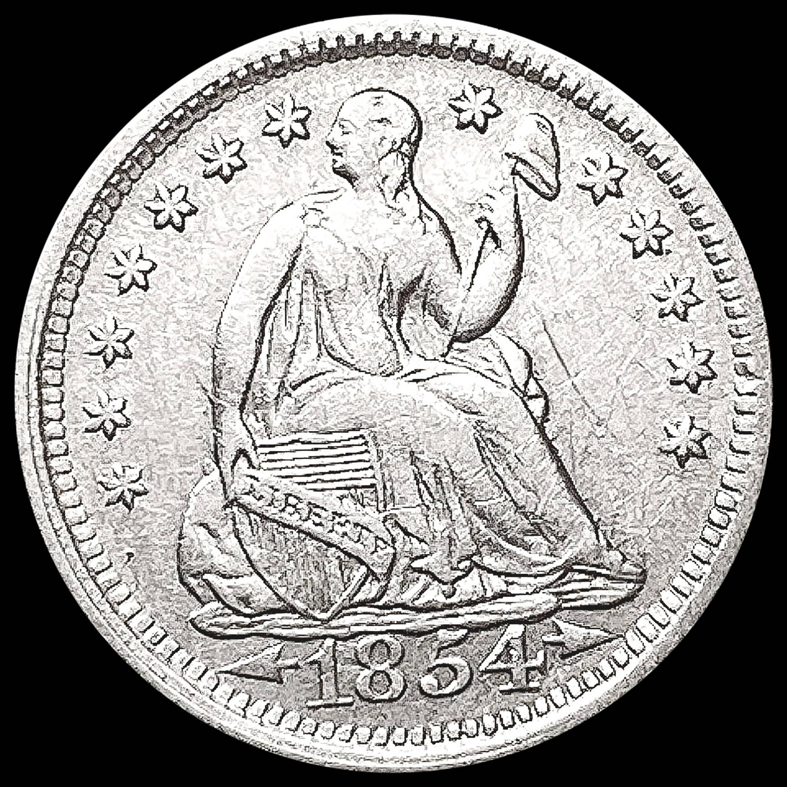 1854 Arws Seated Liberty Half Dime Lightly Circula Auction