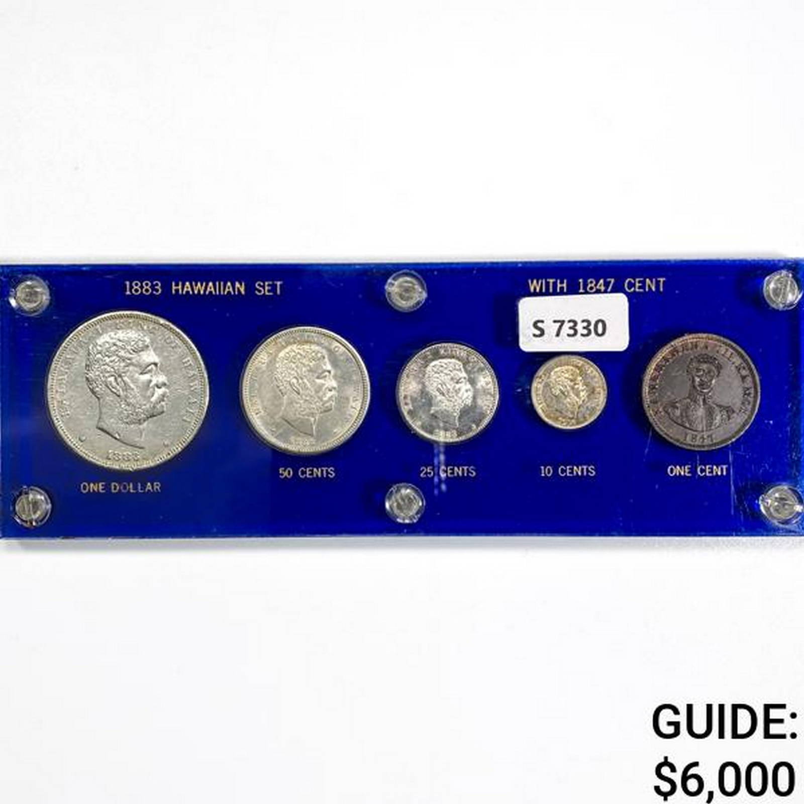 1883 Kingdom Of Hawaii Set W/ 1847 Cent (5 Coins) Auction