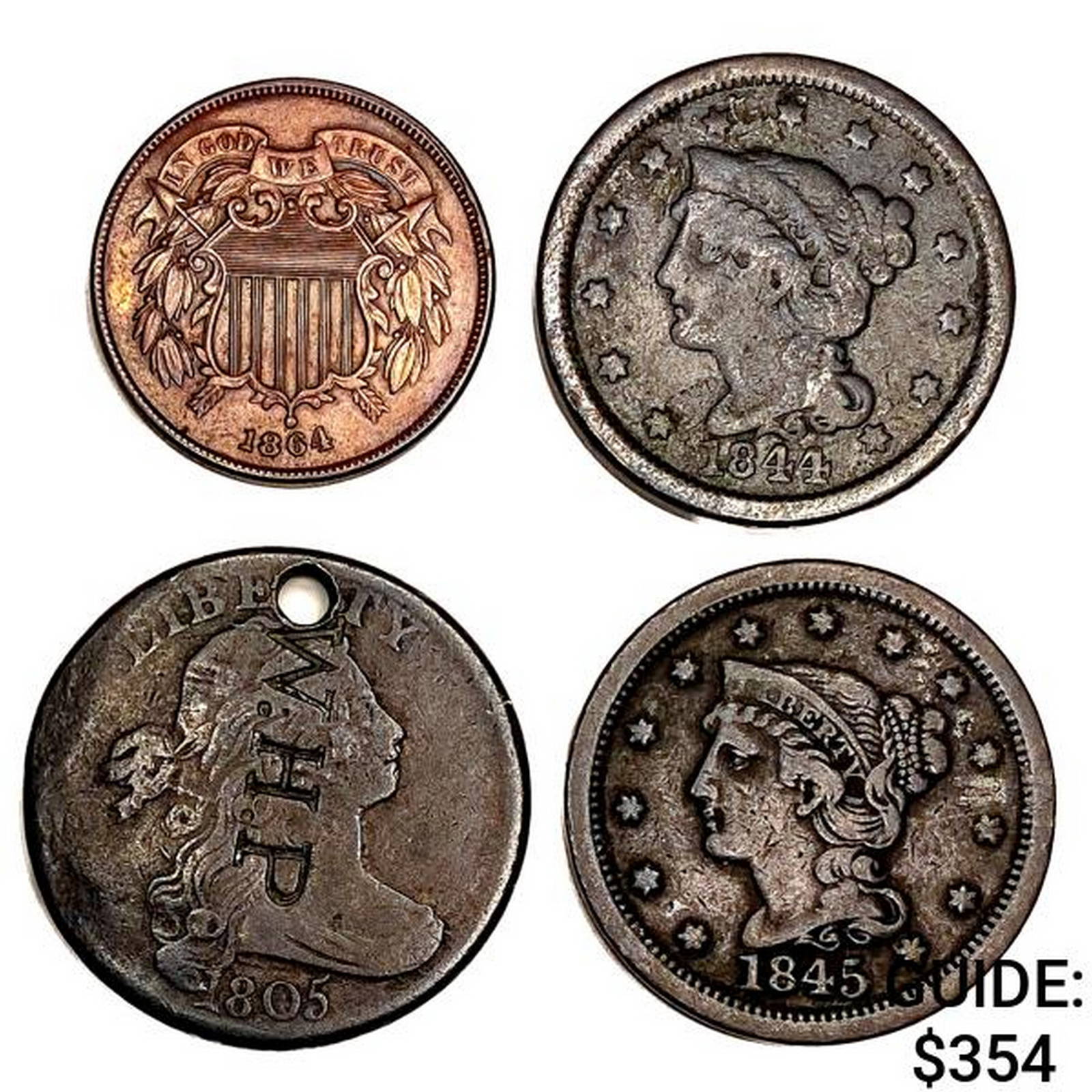 [4] Us Varied Cent Types [1805, 1844, 1845, 1864 Auction