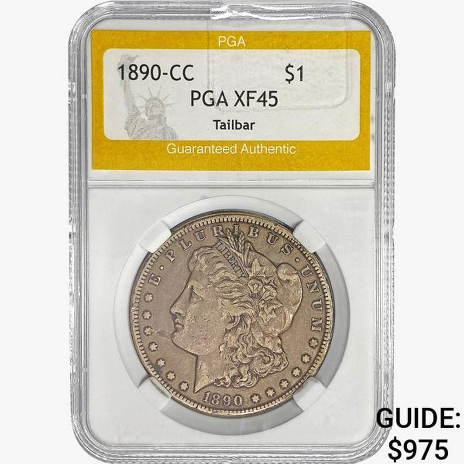 1890-cc Morgan Silver Dollar Pga Xf45 Tailbar Auction
