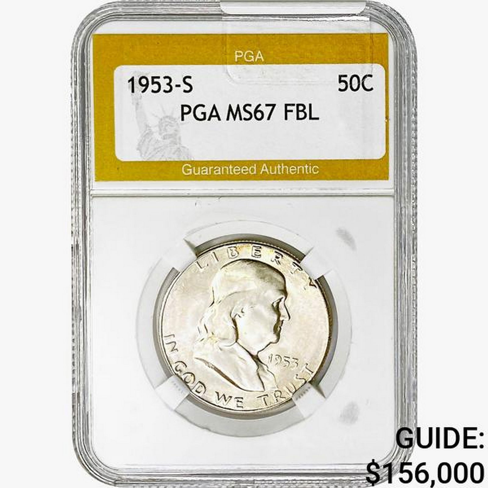 1953-s Franklin Half Dollar Pga Ms67 Fbl Auction