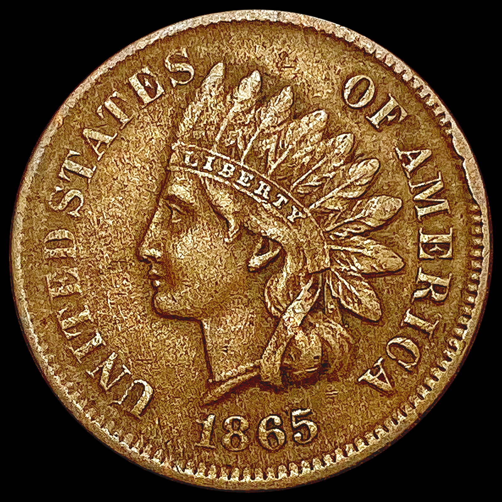 1865 Indian Head Cent Lightly Circulated Auction