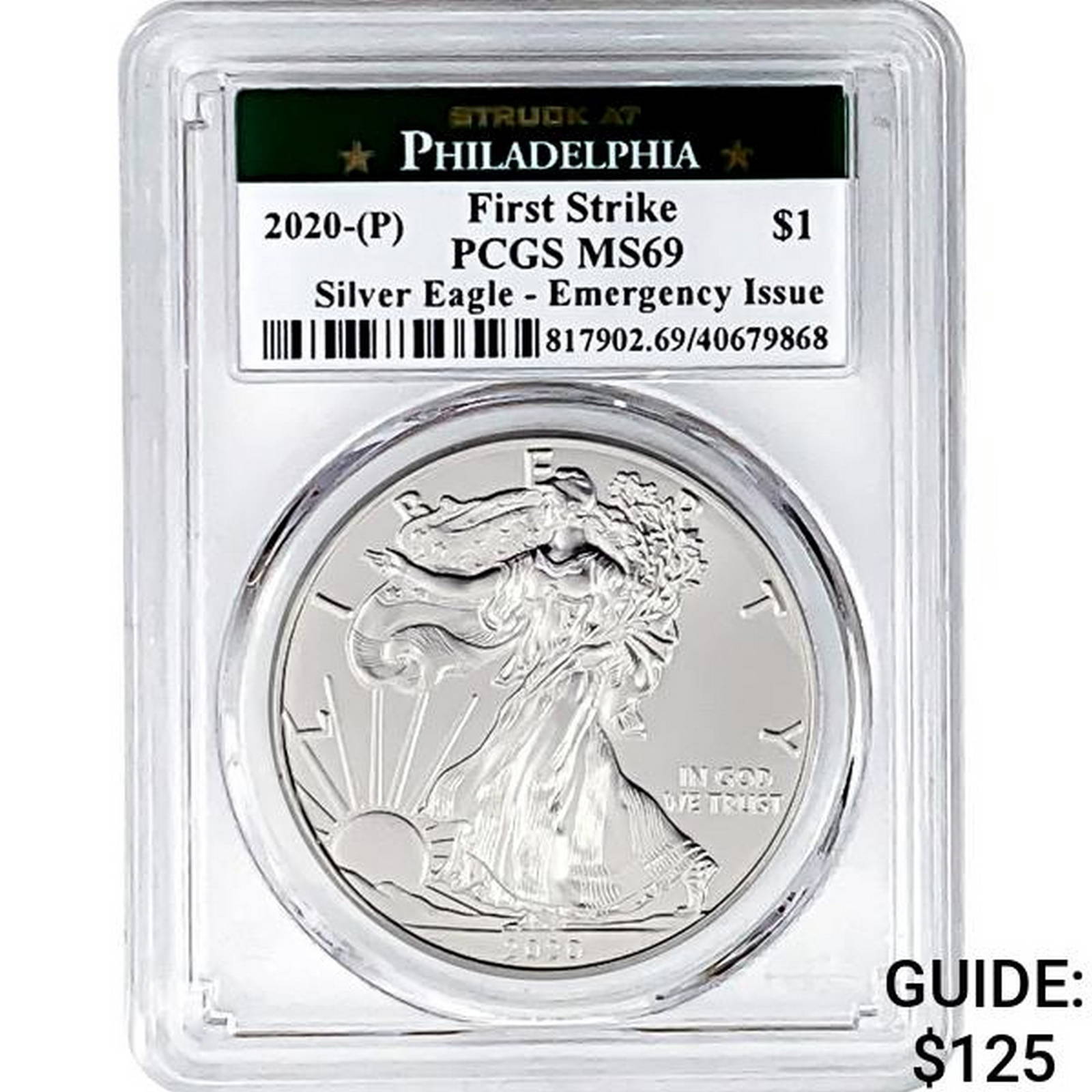 2020-p Silver Eagle Pcgs Ms69 First Strike Auction