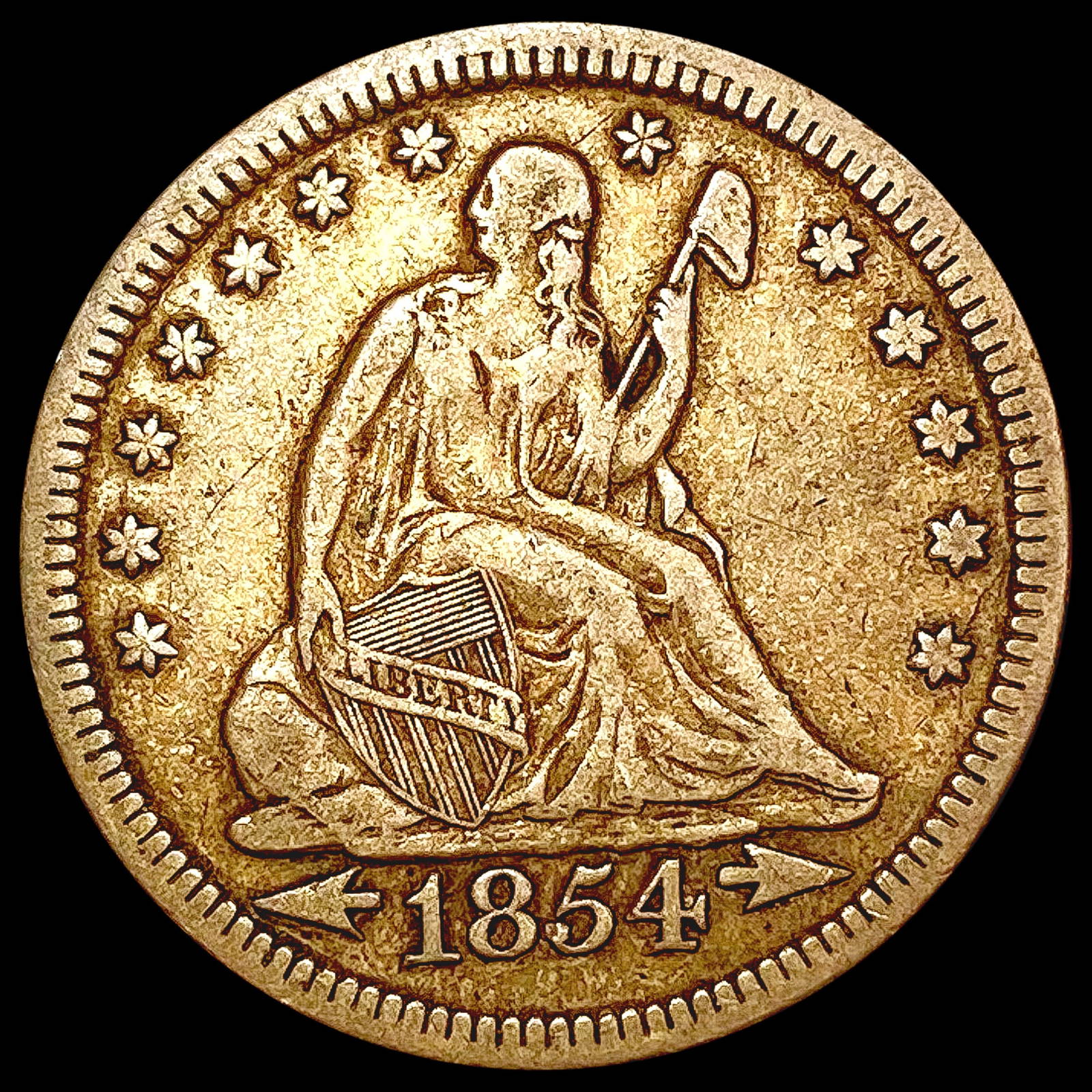 1854 Seated Liberty Quarter Lightly Circulated Auction