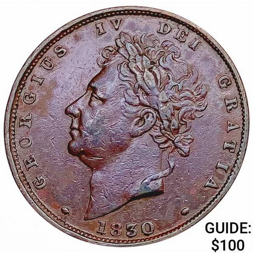 1830 Great Britain George Iv Farthing Au+