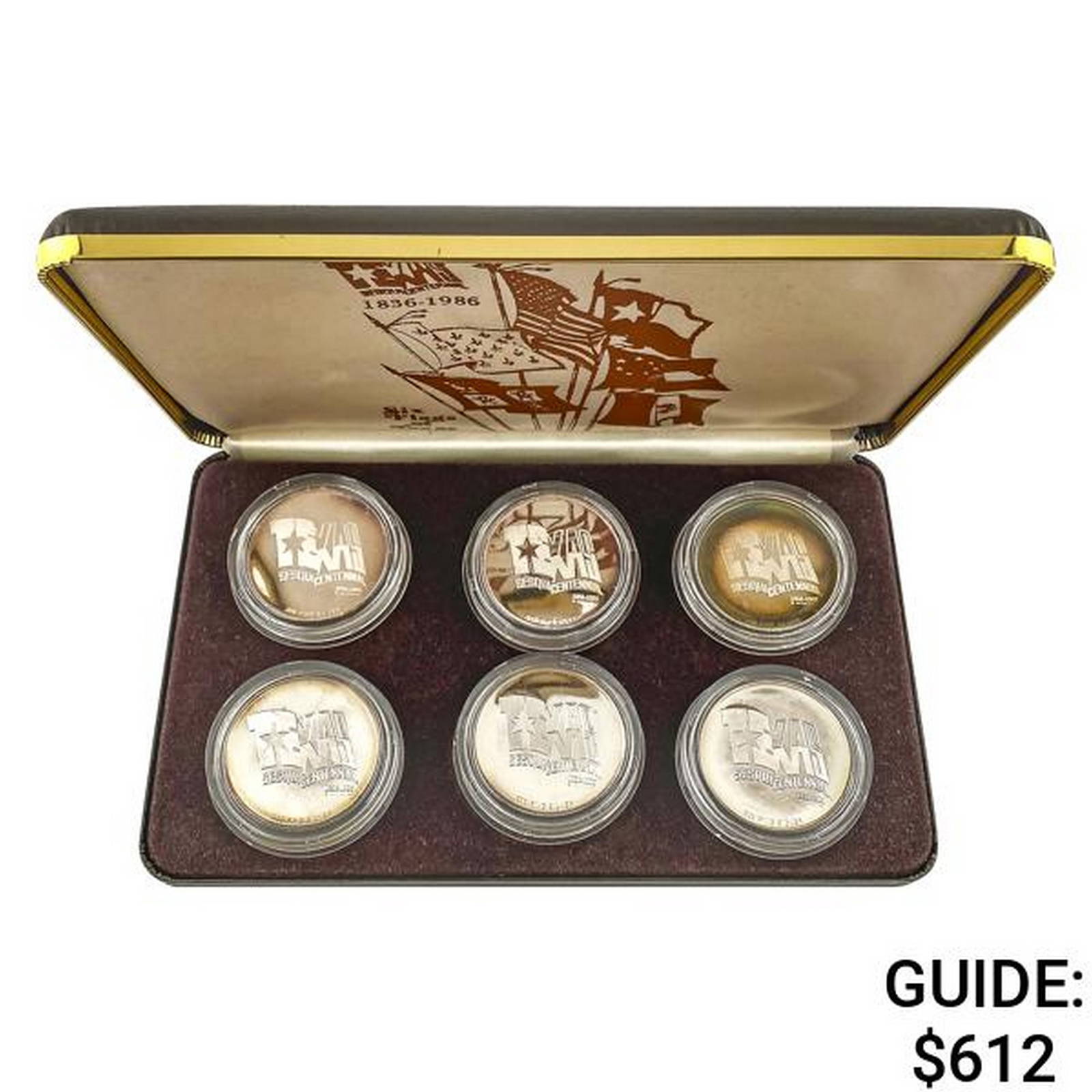 1986 Vintage Six Flags Over Texas Silver Round Set [6 Coins] - Feb 15 ...