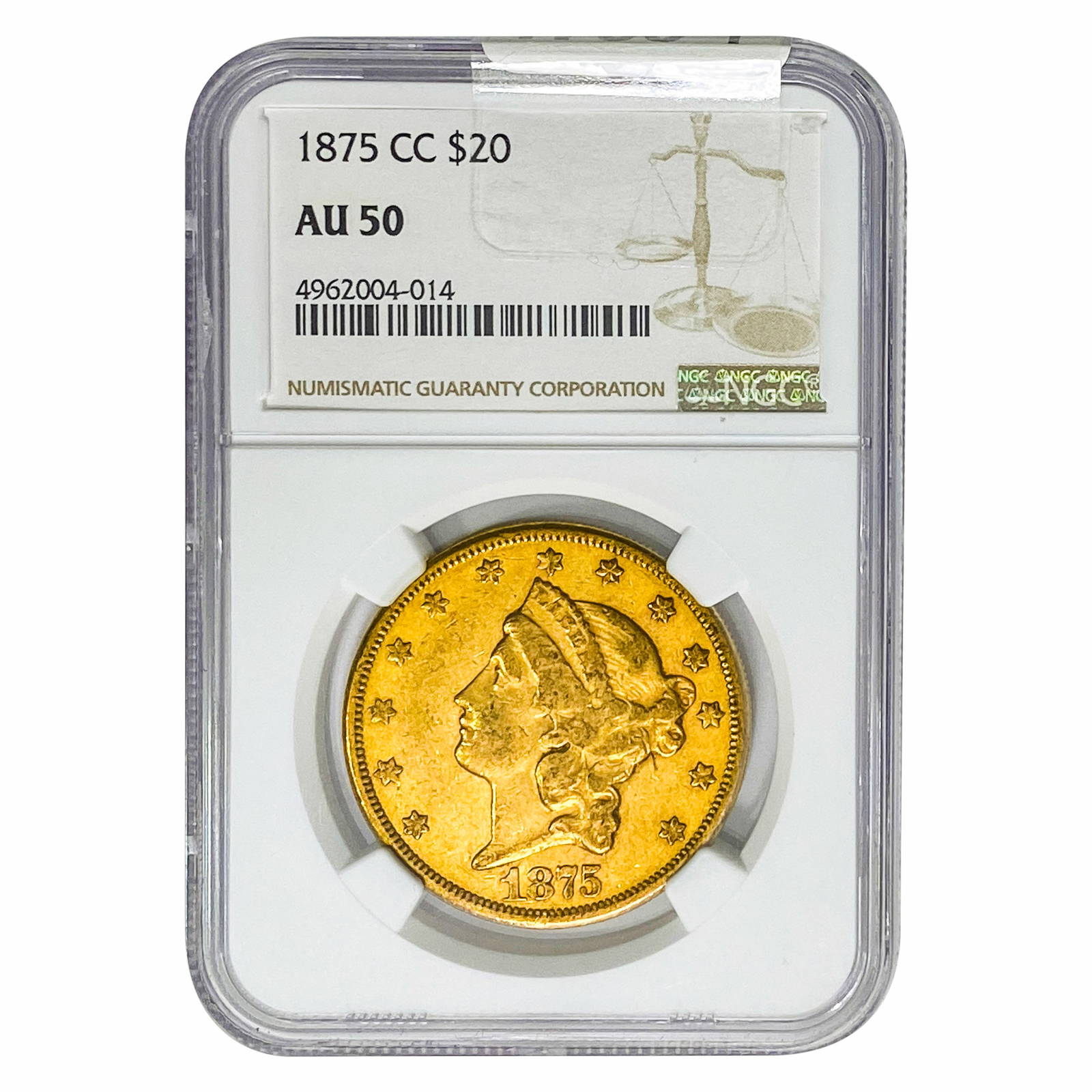 1875-cc $20 Gold Double Eagle Ngc Au50 Auction