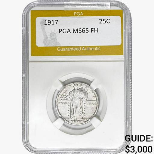 1917 T2 Standing Liberty Quarter Pga Ms65 Fh