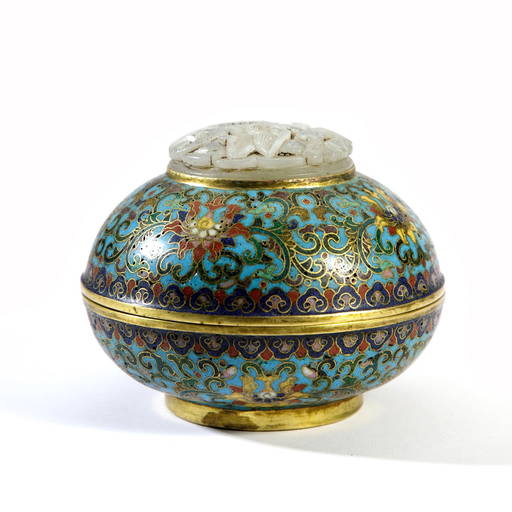Cloisonn?? Inlaid Jade Lid Box