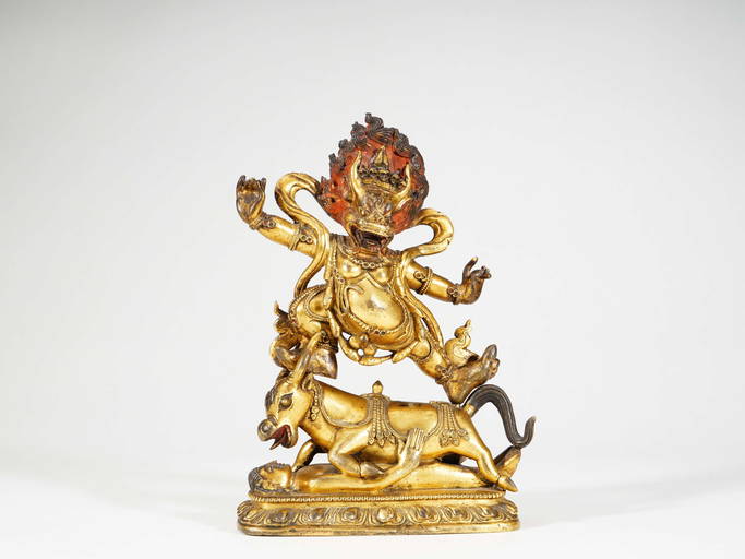 Copper E And Gold Statue Of Yama