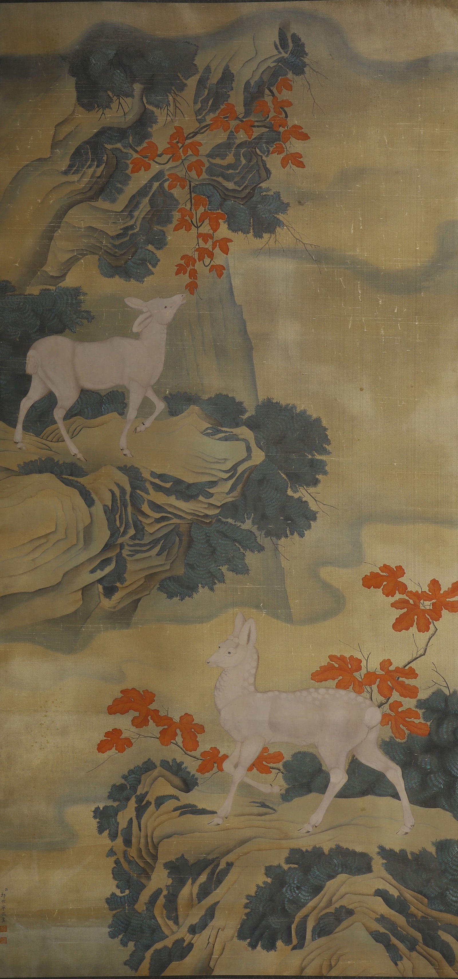 Lang Shining Mark Hanging Scroll On Silk Auction