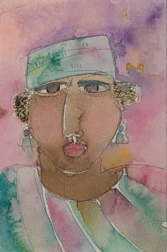 Mary Reed Daniel, b. 1946, Portrait of a Woman with Hat (#0092) on Jun ...