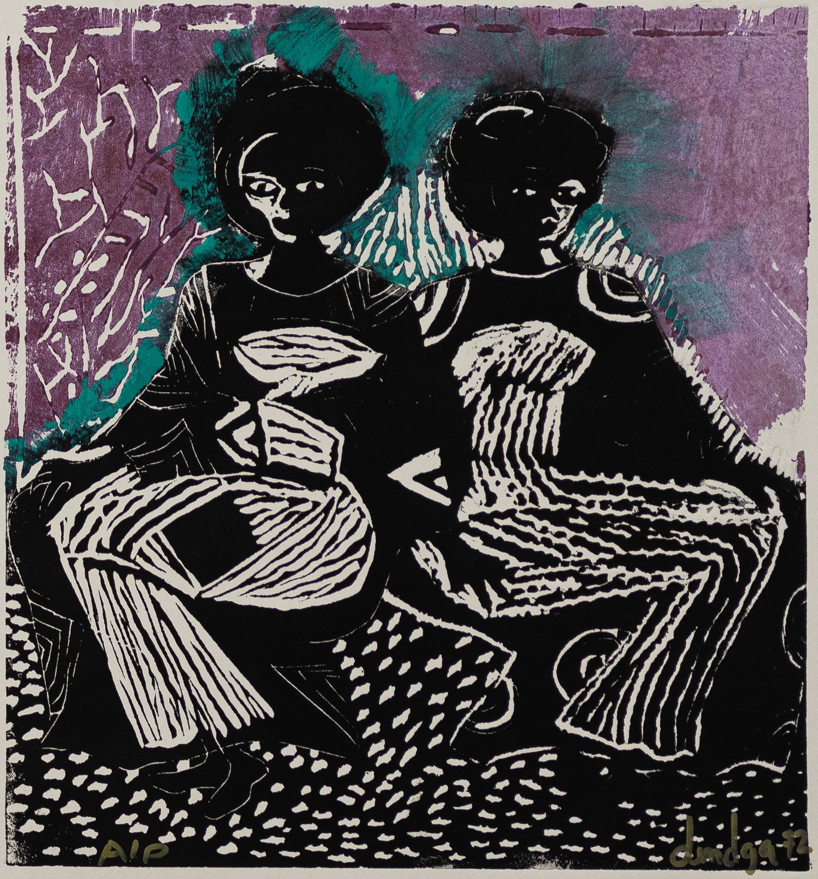 Dindga Mccannon, B. 1947, 2 African Sisters