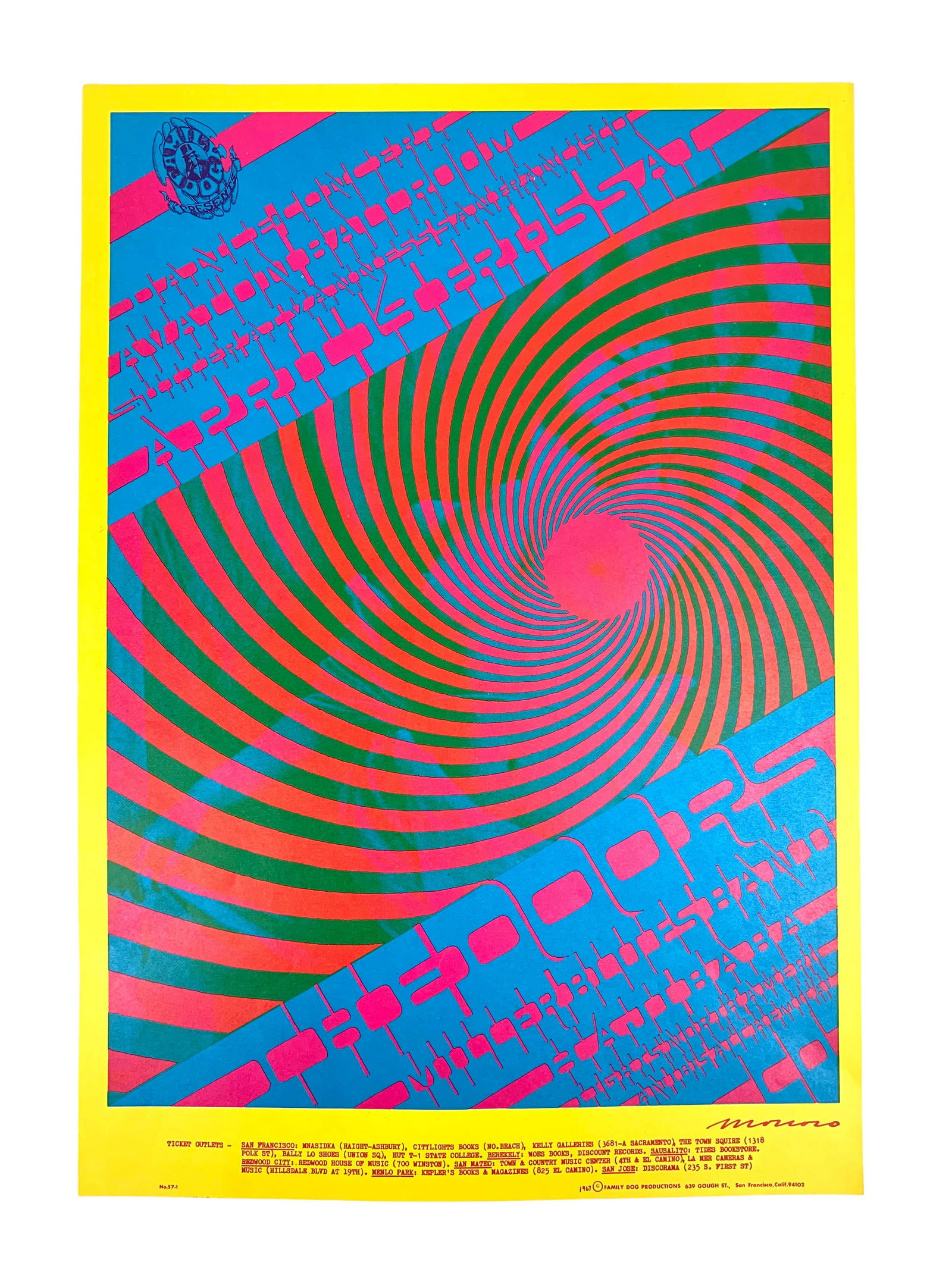 Vintage 1967 Doors Concert Poster Victor Moscoso