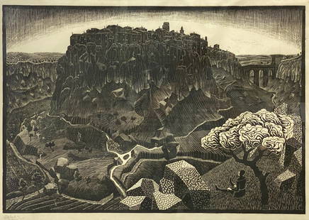 M.c. Escher 1925 Italian Period Signed Woodcut