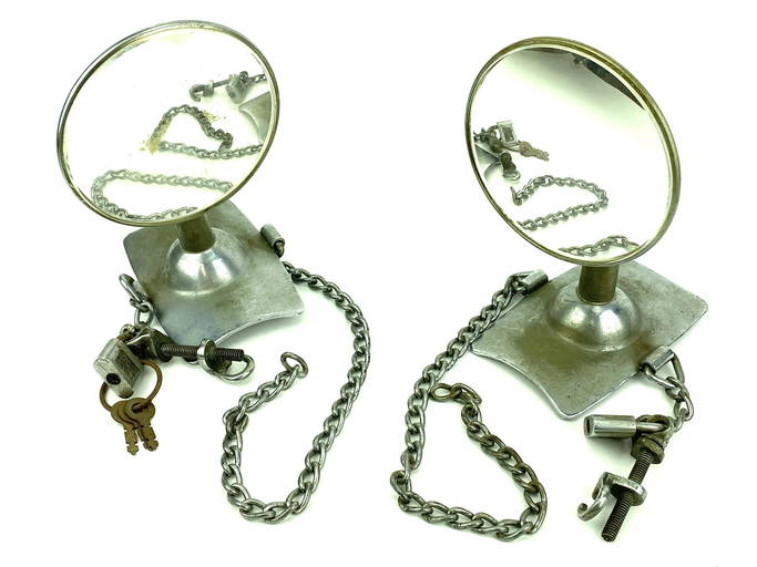 Pair Of Antique Spare Tire Car Mirrors