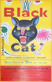 Vintage Black Cat Firecrackers Advertisment Poster