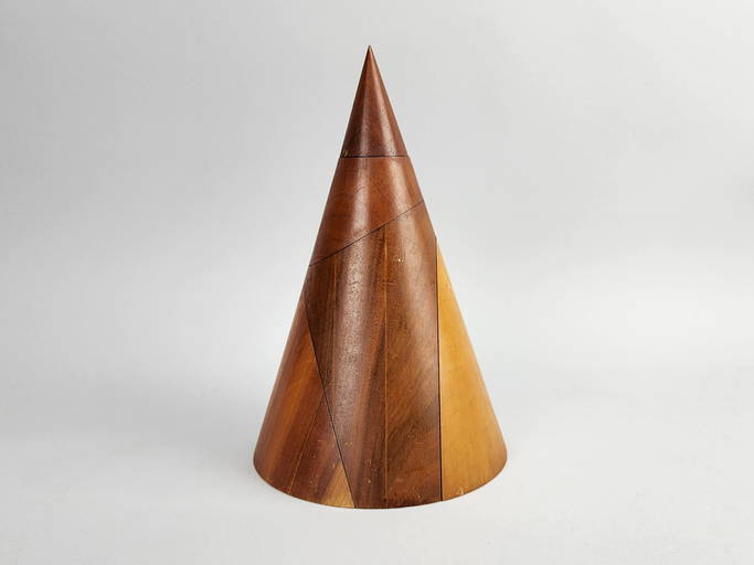 Mid Century Wood Dissectible Cone Mathematical Model Display