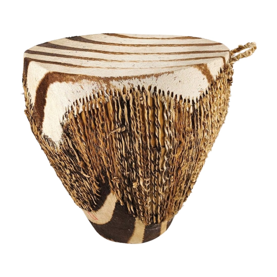 Vintage Zebra Skin African Drum Table Auction