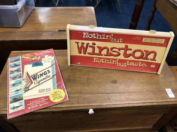 Winston Advertising Lighted Sign And Paper Wings Adv.