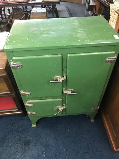 Antique Enamel Ice Box