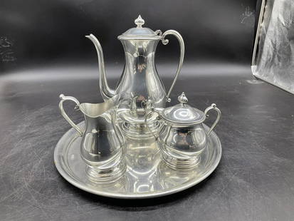 Four Piece Kirk Stieff Pewter Tea Set