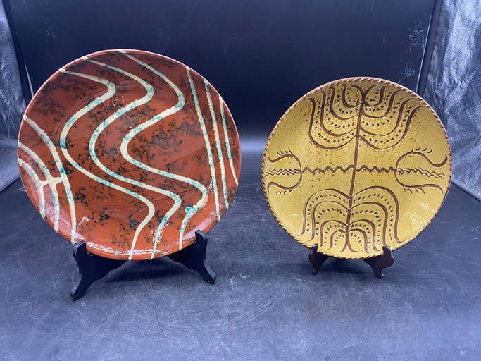 Two Signed Slipware Plates