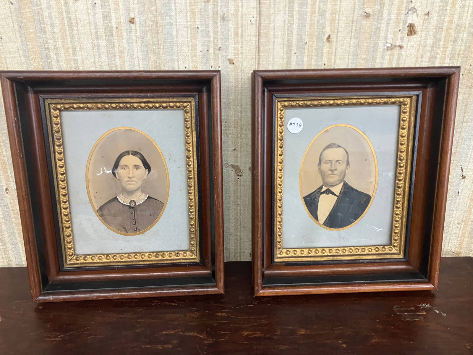 Pr Of Portraits In Deep Well Frames Auction