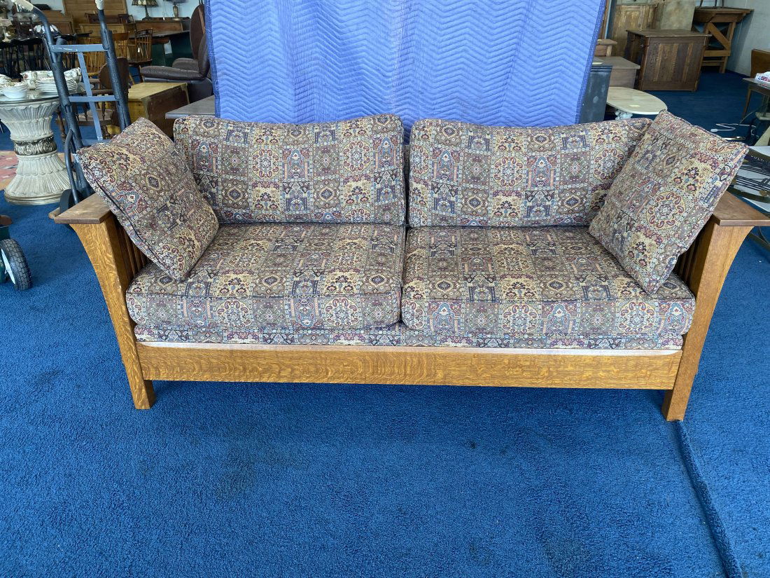 Stickley Mission Style Oak Sofa Auction