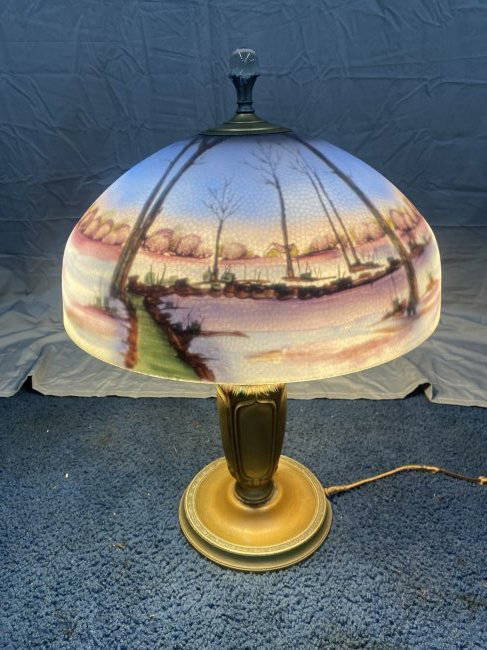Antique Reverse Painted Lamp Auction