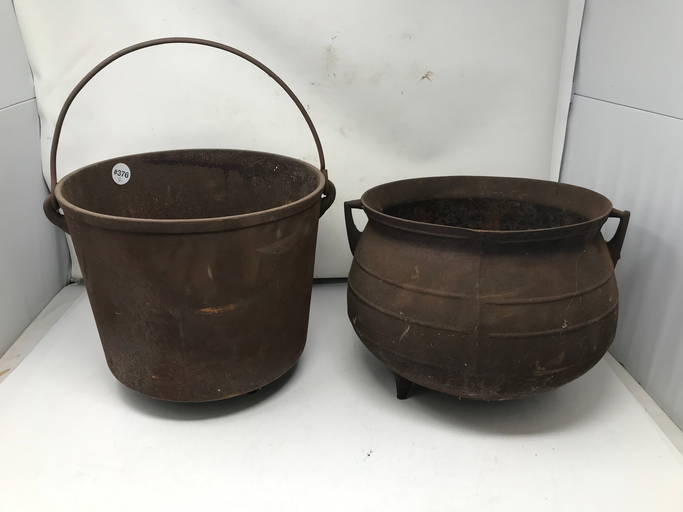 Two Cast Iron Gypsy Pots