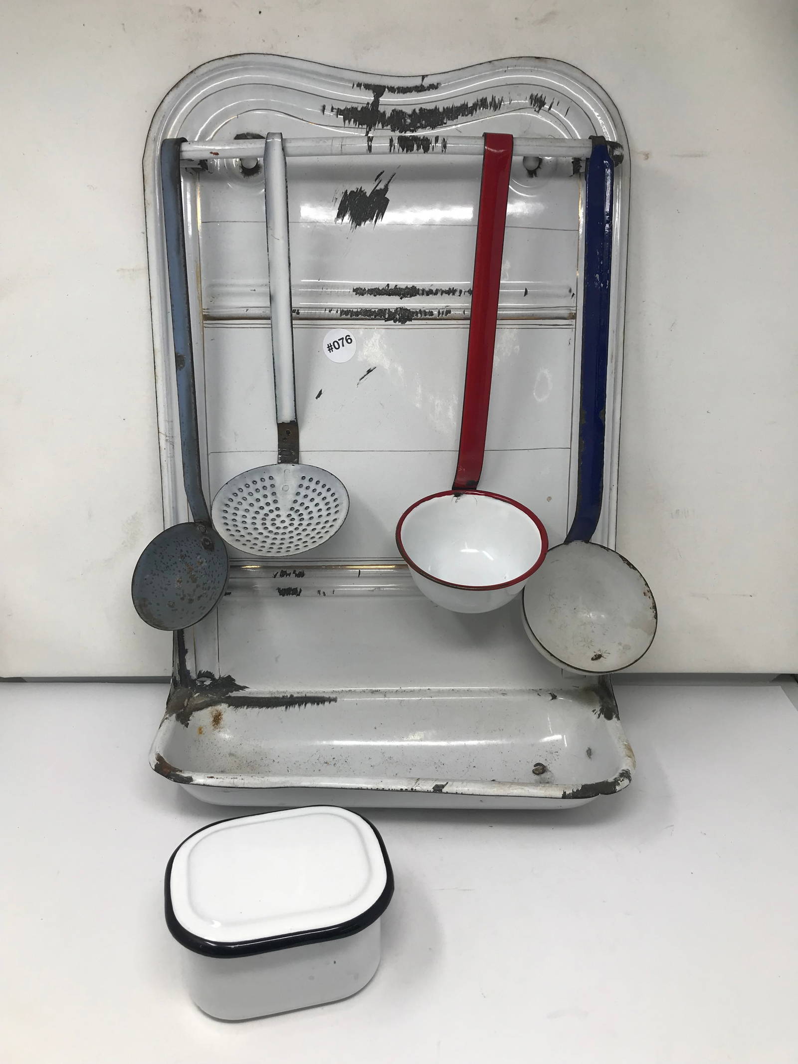 Enamel Rack W/utensils Auction