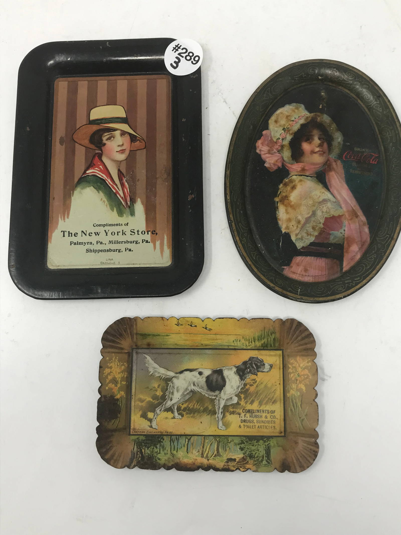 3 Advertising Trays Auction