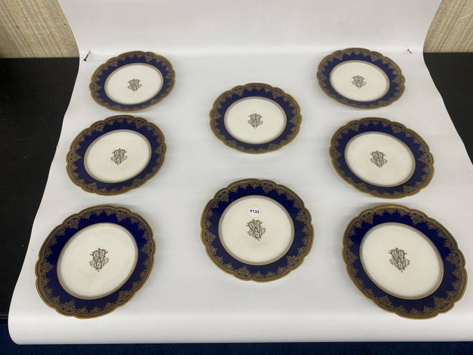 Set Of Nine French Cobalt Plates