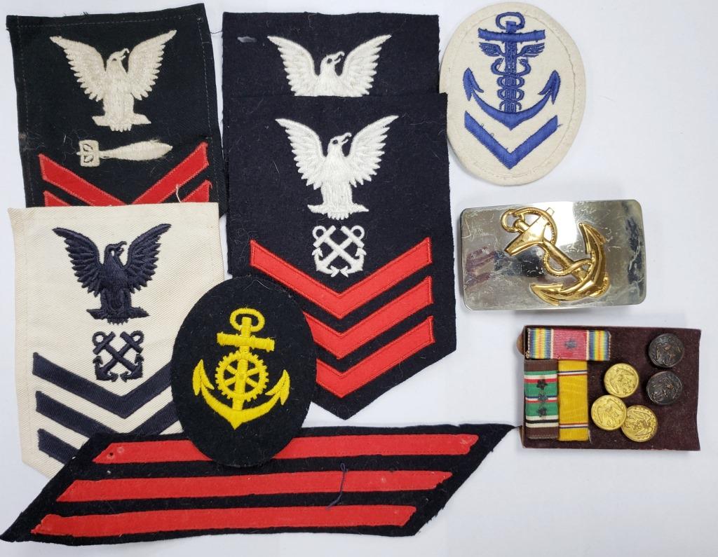 Wwii Us Navy Ribbon Bar & Patch Lot