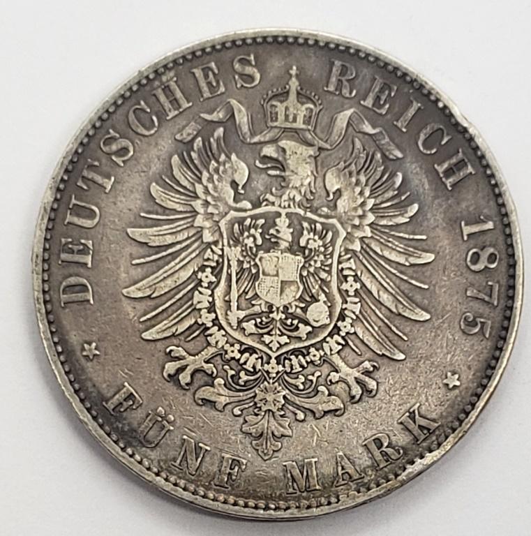 1875 Deutsches Reich Funf Mark