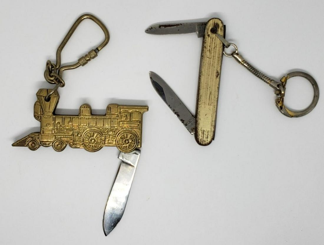 (2) Key Chain Knives Locomotive