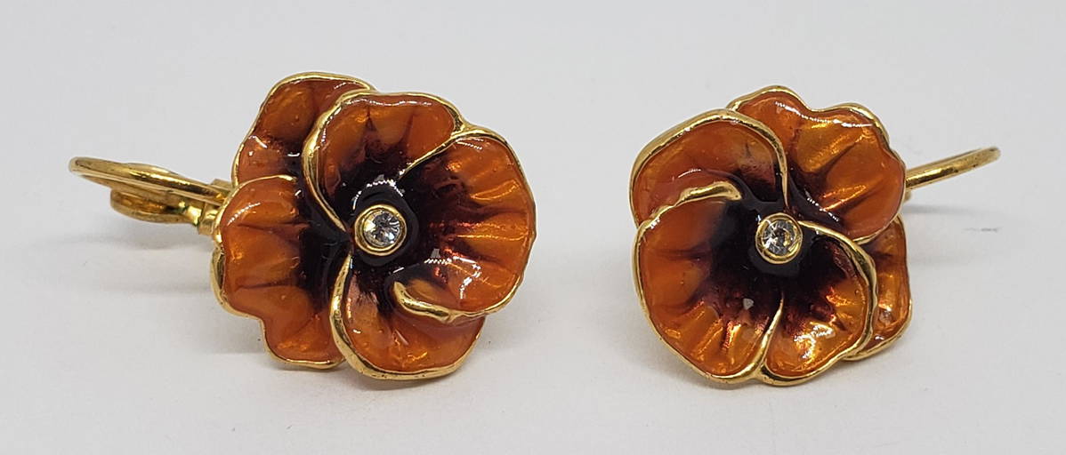 Vintage Joan Rivers Clip On Flower Earrings