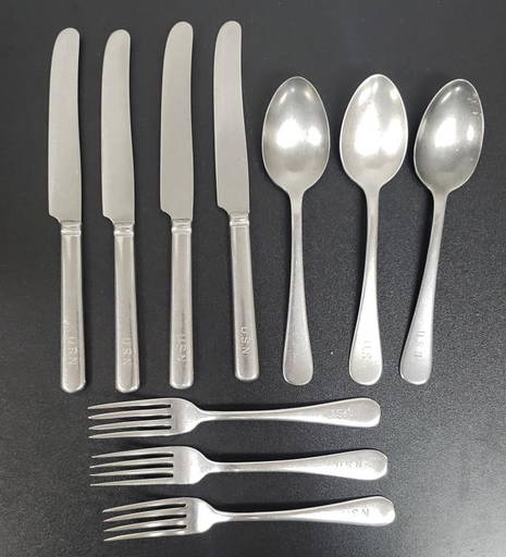 Vintage Us Navy Silverware Forks, Spoons, Knives