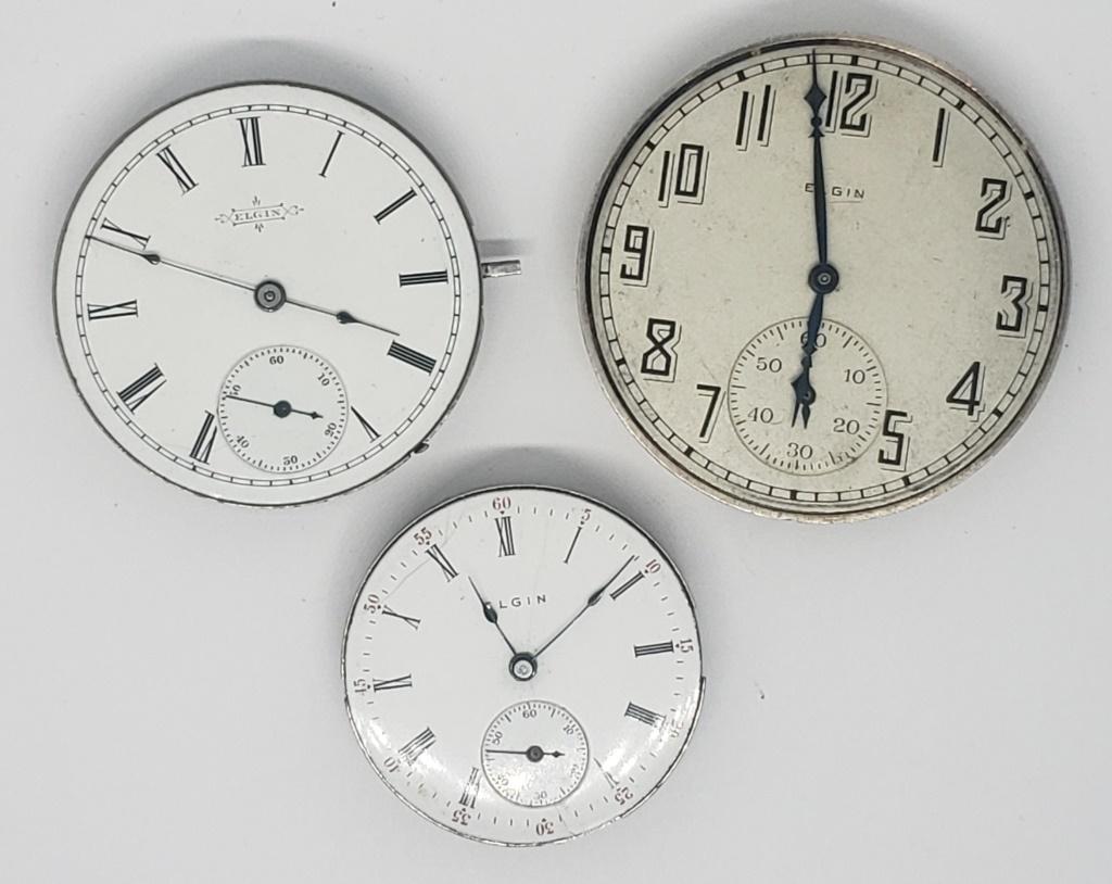 3 Vintage Elgin Pocket Watch Movements