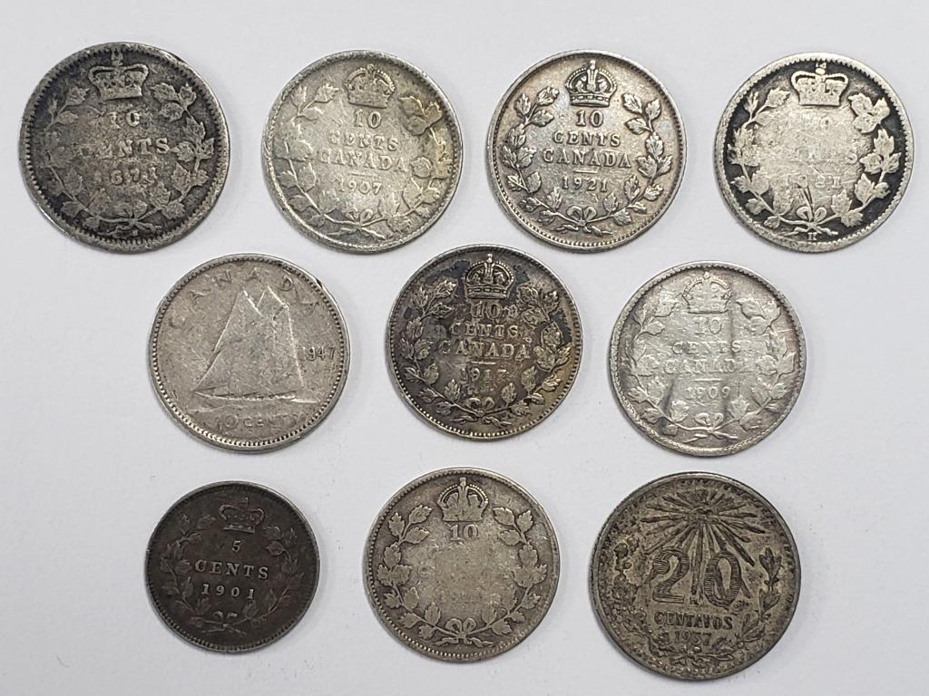 (10) Early Date Small Silver Coins