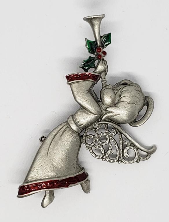 Vintage Jj Silver Toned Angle Brooch